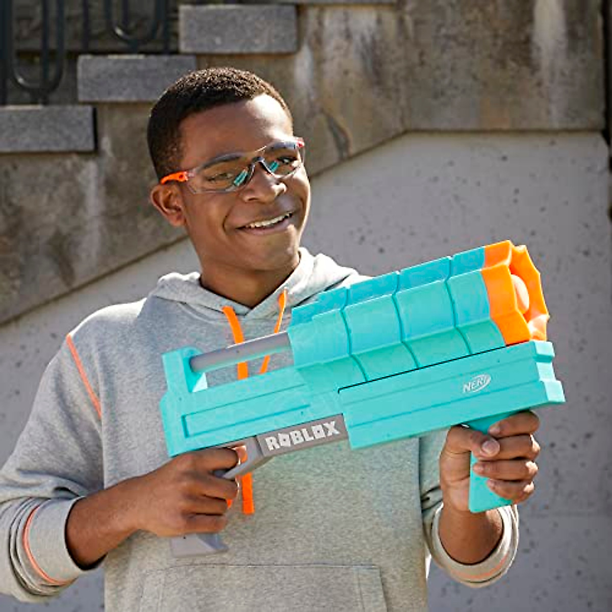 NERF Roblox Sharkbite: Web Launcher Rocker Blaster, Includes Code to Redeem Exclusive Virtual Item, 2 Rockets, Pump Action