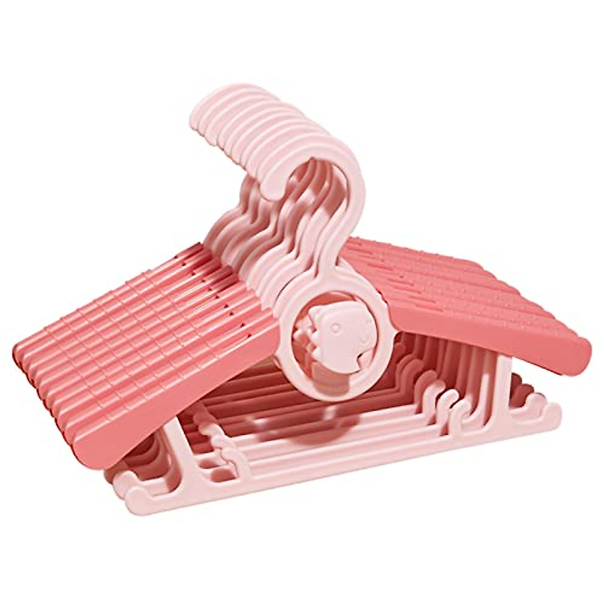 Bebamour Baby Nursery Closet Hangers Cute Baby Hangers for Girl Boy, 10pcs Toddler Kids Child Nursery Closet Hangers, Non-Slip and Extendable Laundry Infant Hangers for Newborn Clothes (Pink)