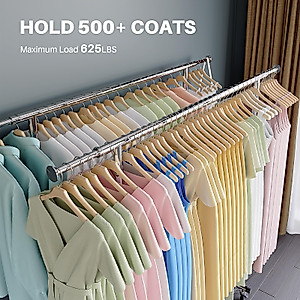 HOKEEPER Clothing Rack Heavy Duty Clothes Rack for Hanging Clothes Load 625LBS Extendable Double Rod Clothes Rack, Adjustable Rolling Garment Rack with Wheels, Basket & Shelves 71.2''W*23.6''D*68.5''H