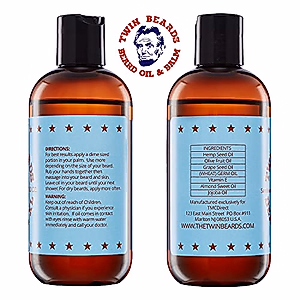 Twin Beards Sandalwood Beard Oil for Men | Beard Conditioner for Men | Essential Beard Care | Beard Softener for Men during Beard Growth | Beard Moisturizer | Mens Beard Oil Sandalwood | 8 oz