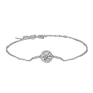 pickyegg.com GRA Certificate 1CT Moissanite Diamond Women's Sterling Silver Bracelet MSL001