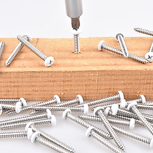 60 pcs # 8 X 1 1/2" White Screws White pan Head Machine Screws White rv Screws Twinfast Thread Cargo RV Zinc Plated Corrosion Resistance #2 Phillips Bit with Screw Bit