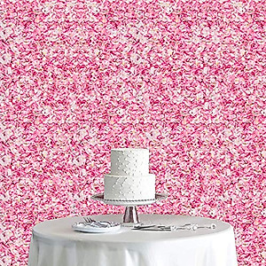Flower Wall Panel Set, U'Artliens Artificial Wall Flower Backdrop 24x16 Inch 3D Silk Hydrangea Rose Floral Panel for Photo Background Home Party Wedding Backdrop Decoration (2pcs, Pink)