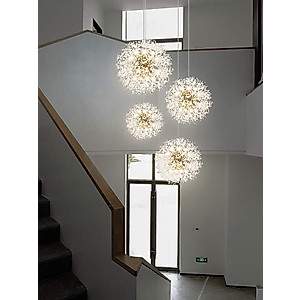 Qamra Modern Crystal Gold Chandeliers, Firework Dandelion Sputnik Chandelier Light Fixture Pendant Lighting for Dining Room, Bedroom, Kitchen, Living Room(12-Light, Gold)