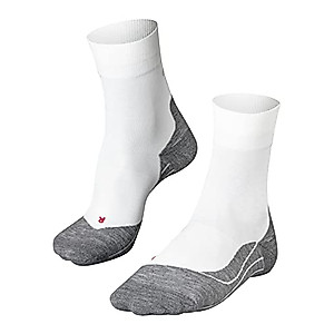 FALKE Men's RU4 Endurance Running Socks, Mid Calf, Medium Cushion, Athletic, Breathable Quick Dry, Organic Cotton, White (White-Mix 2020), 10.5-11.5, 1 Pair