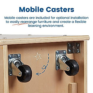 ECR4Kids 12 Cubby Mobile Tray Storage Cabinet, 3x4, Classroom Furniture, Natural