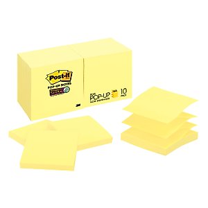 Post-it Super Sticky Pop-up Notes, 3x3 in, 10 Pads, 2x the Sticking Power, Canary Yellow, Recyclable (R330-10SSCY)