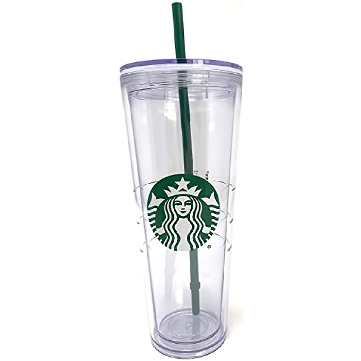 Starbucks Cold Cup Clear Venti Tumbler Traveler With Green Straw Logo - 24 oz