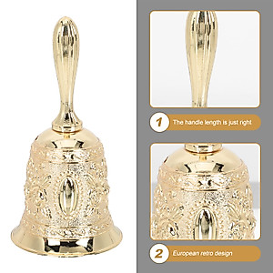 Hand Bell Call Bell Brass Wedding Bell Temple Bell Alarm Bell Decorative Bell Restaurant Decorative Craft for Adults Church Bar Classroom, Golden