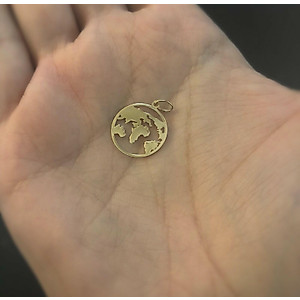 Carol Jewelry 14k Solid Yellow Gold World Map Charm for Chain for Teens Women