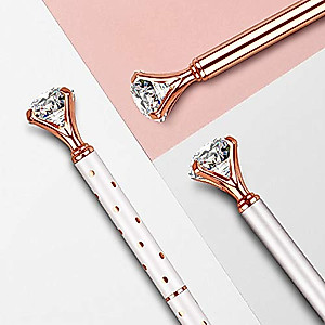 3 PCS Diamond Pen With Big Crystal Bling Metal Ballpoint Pen, Office Supplies And School, Rose Gold/White Rose Polka Dot/Silver, Includes 3 Pen Refills