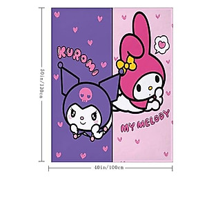 Flannel Blanket, Soft Cozy Lightweight Throw Blanket Cute Purple Patchwork Blanket Gift for Couch Bed Office Travel All Season 40x50 Inches