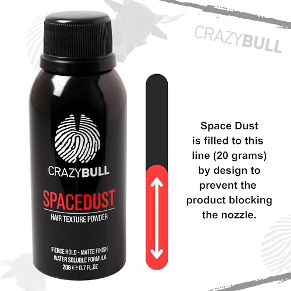 CrazyBull Hair Space Dust Hair Texture Powder - Vegan Friendly Hair Powder for Men - Lightweight Hair Powder for Short-Medium Hair - 0.7 oz