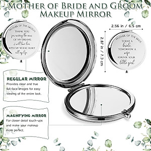 Coume 6 Pack Mother of the Groom Mother of the Bride Cosmetic Bag Wedding Gifts Mother of Bride and Groom Makeup Mirror Mom Handkerchief for Mother and Mom in Law for Engagement Favor (Leaves)