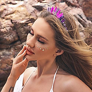 Formery Amethyst Quartz Crown Silver Purple Raw Crystal Headband Handmade Natural Stones Aura Tiara Headpiece for Women and Girls