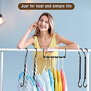 Space Saving Hangers 16 Pack, Plastic Space Saver Hanger for Smart Closet, Black Magic Hangers Multiple Hangers in One Hanger Organizer