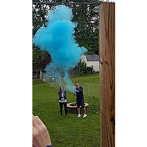 Gender Reveal Surprise Powder Cannons Bundle, 16 Inch, Non-Toxic, 4 Blue Powder Dispensers Plus 8 Free Gender Reveal Party Balloons Decorations