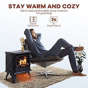 Electric Fireplace, 20" Fireplace Heater 3D Flames TV Stand Freestanding Fireplace Portable CSA Approved Safety 1500W Realistic Log Flame for Home Office (Black)