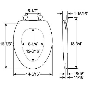 Bemis 1200SLOWT 047 Toilet Seat will Slow Close, Never Loosen and Easily Remove, ELONGATED, Plastic, Black