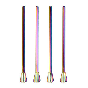 DOITOOL 4pcs Stainless Straws Smoothie Straw Drink Whisk Drink Stirrers Metal Drinking Straw Beverage Straws Reusable Bubble Tea Straw Cocktail Straw Blender Mixing Spoon Symphony Tumbler