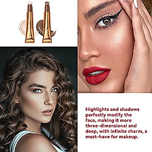 Contour Beauty Wand, Liquid Face Highlighter Bronzer Stick, Blush Pen, with Cushion Applicator Attached for 3D Face Brighten 0.4oz (3 colors)