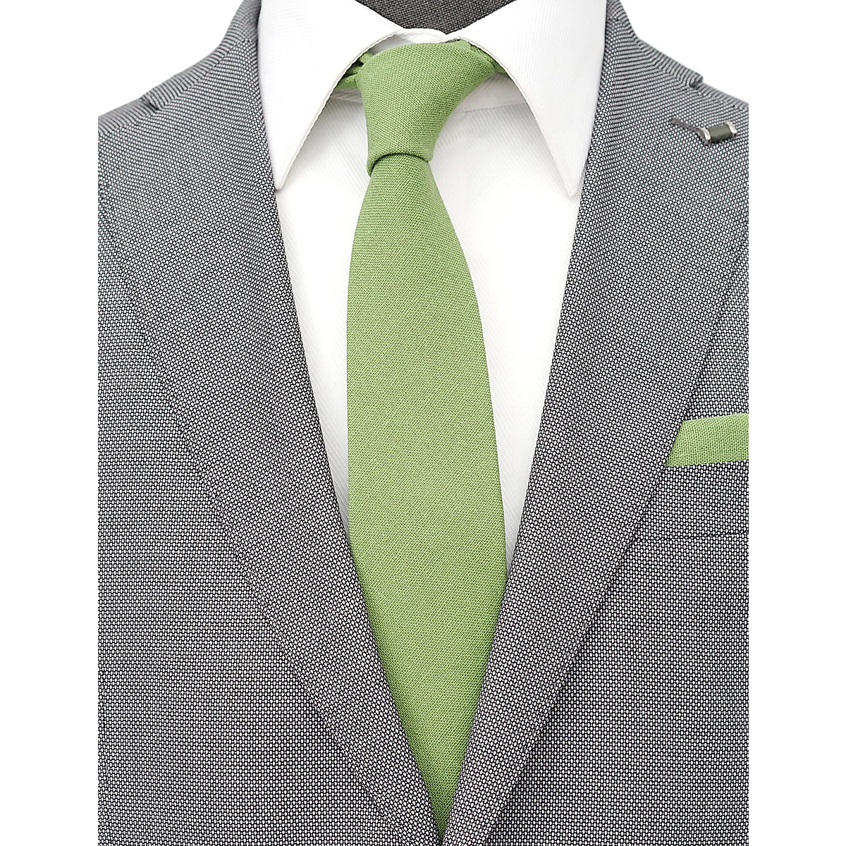 ZENXUS Cotton Skinny Tie for Men, Slim Neckties 4-Pack