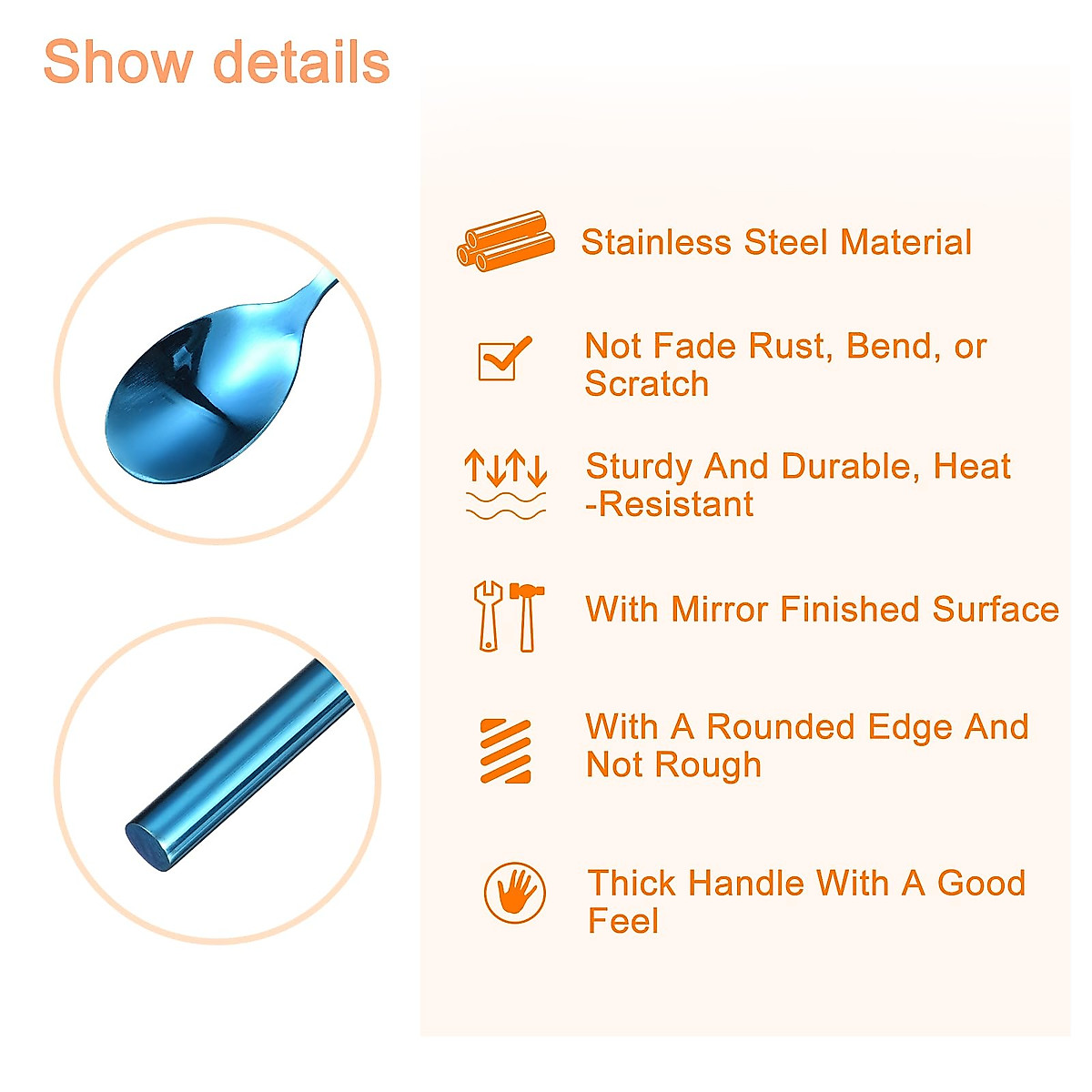 uxcell Long Handle Mixing Stirring Spoon, Stainless Steel Bartender Mixing Spoon Cocktail Stirrers, Bar Spoon Stirring Spoon (Length: 300mm/11.81", Blue)