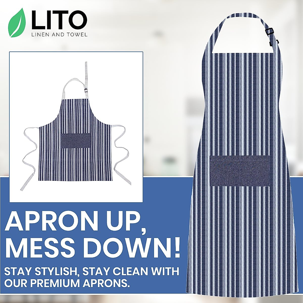 Kitchen Apron |Chef Apron with 2 pockets|Cotton Bib Apron with Adjustable Straps| Restaurant,Embroidery Craft Painting