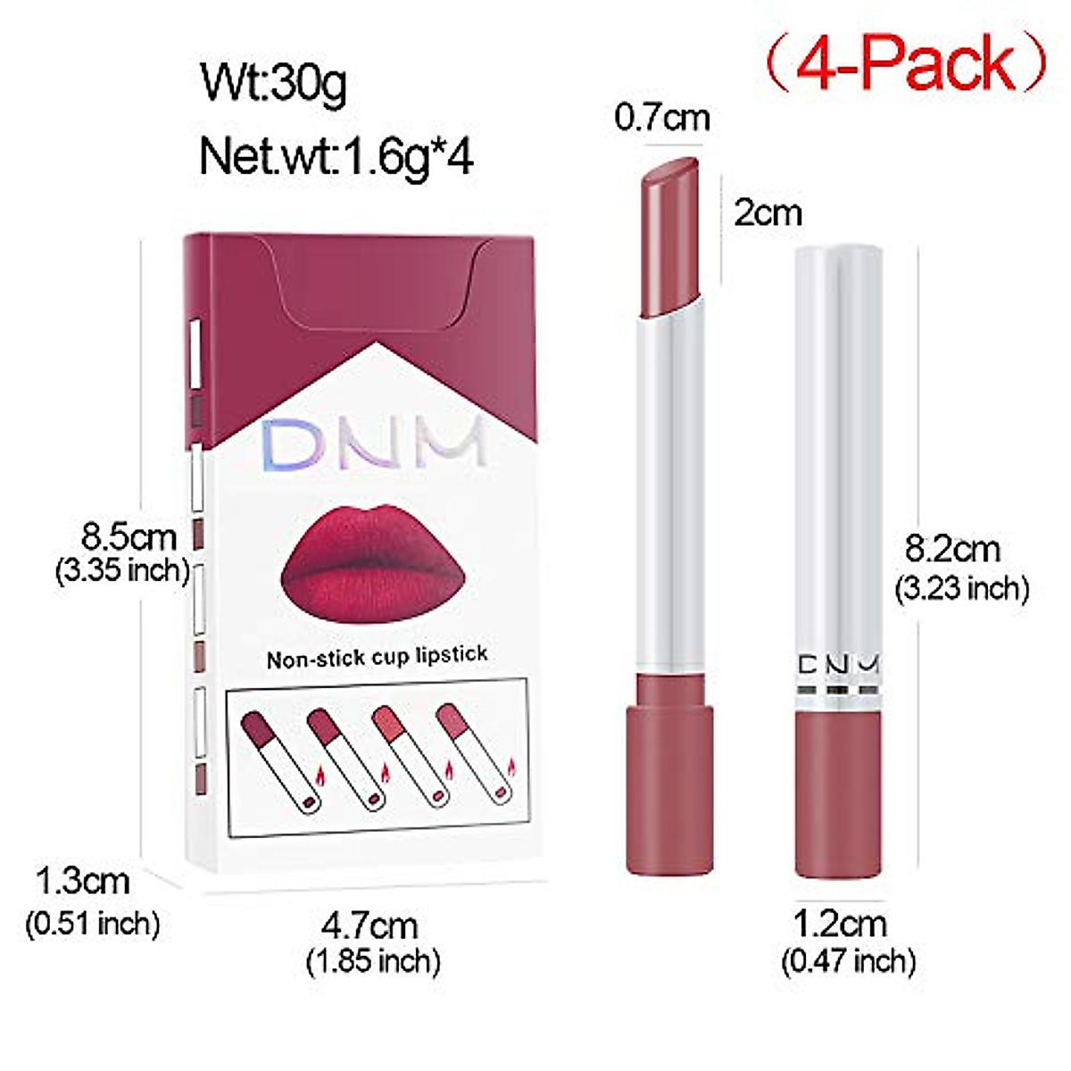 evpct 4Pcs Dark Red Mauve Chestnut Mini Matte Lipstick Lip Gloss Stain Sets for Women Permanent Long Lasting Stay on Lipstick 24 hour Waterproof lippies labiales matte labial mate larga duracion 24