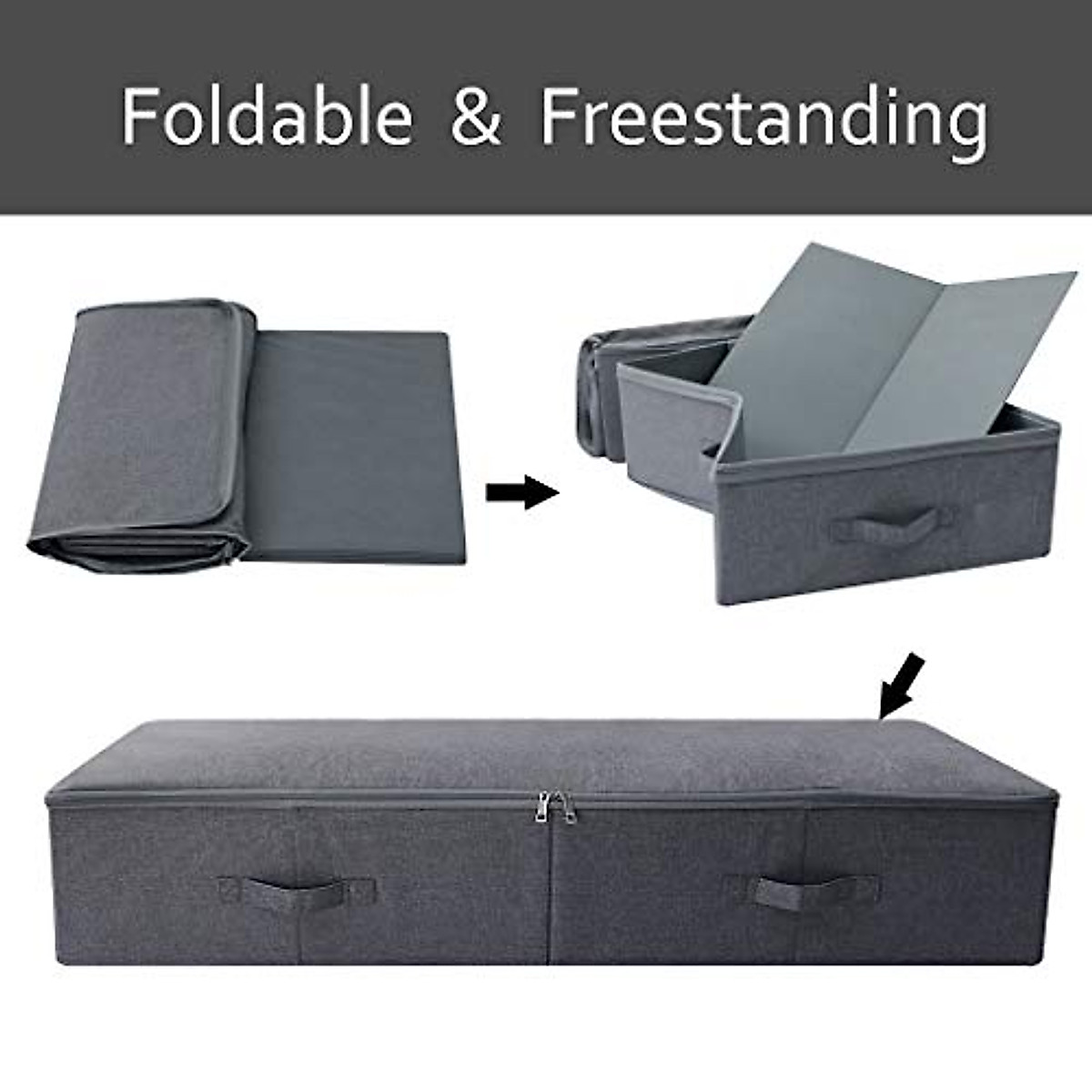 iwill CREATE PRO Large Under the Bed Storage Container for Duvets, Blankets Bedding Accessories, Black Gray