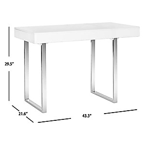 Safavieh Home Collection Berkley Desk, White/Chrome