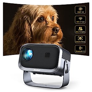 [Electric-Focus] Mini Projector Upgraded, Sovboi Portable with 5GWiFi & Bluetooth, 1080P Outdoor Movie Projector, 400'' Screen , Compatible iOS/Android/TV Stick/HDMI/PS5, Grey (VB6)