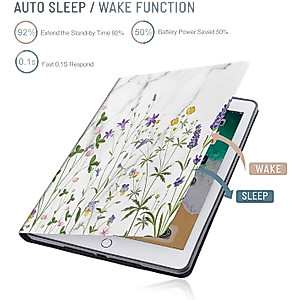 Soft TPU Case for iPad 10.2 / Air 3 10.5 2019 / iPad Pro 10.5 2017, Auto Sleep/Wake with Apple Pencil Holder [Anti Fingerprint][Anti Dirt][Waterproof][Anti Scratch] Case Cover (Country Garden)