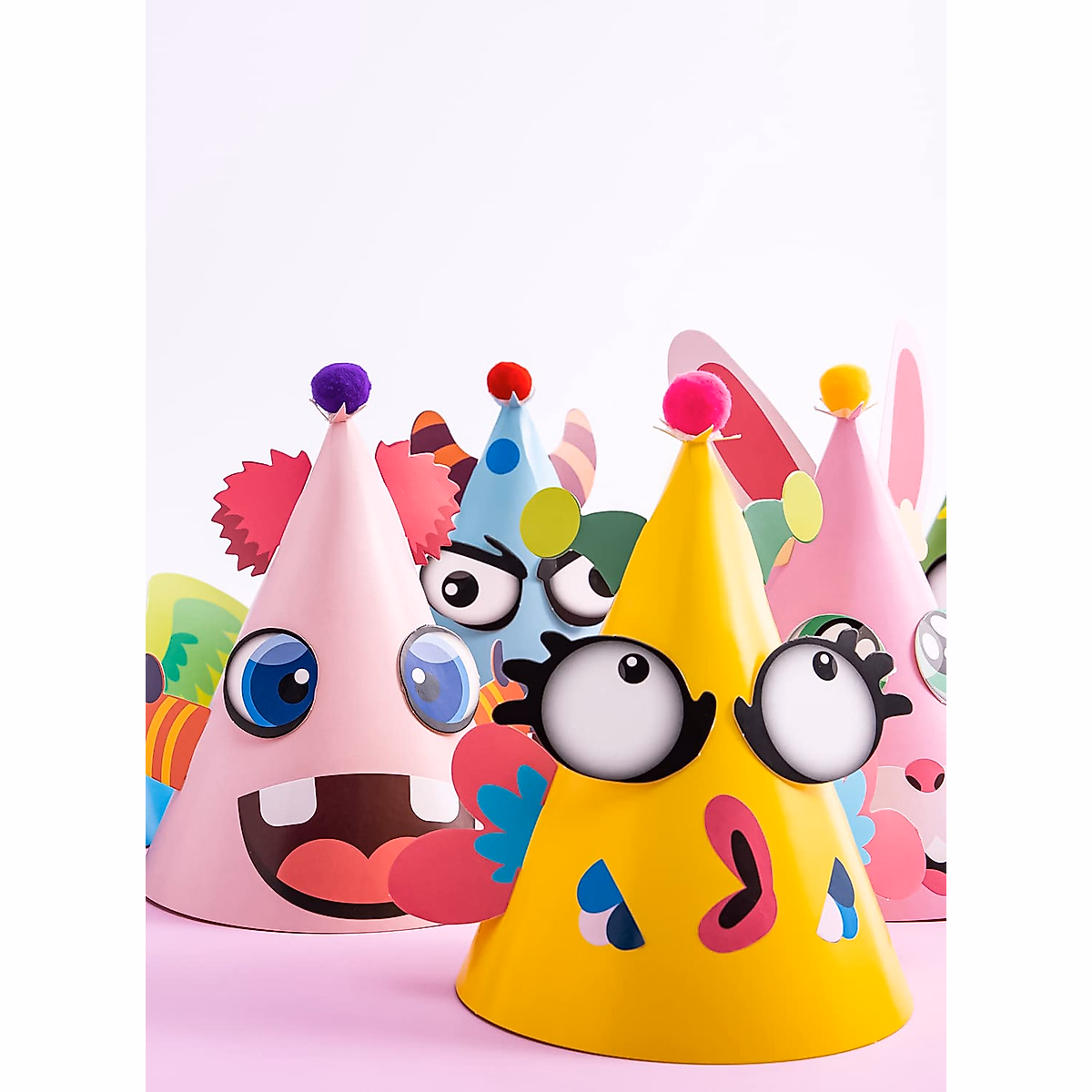 JOYIN 12 Sets Party Hats for Kids Birthday Party Games Craft Activities, Cute Animal Theme Birthday Hats Activity Kits with Stickers for Kids Holiday Party Favors