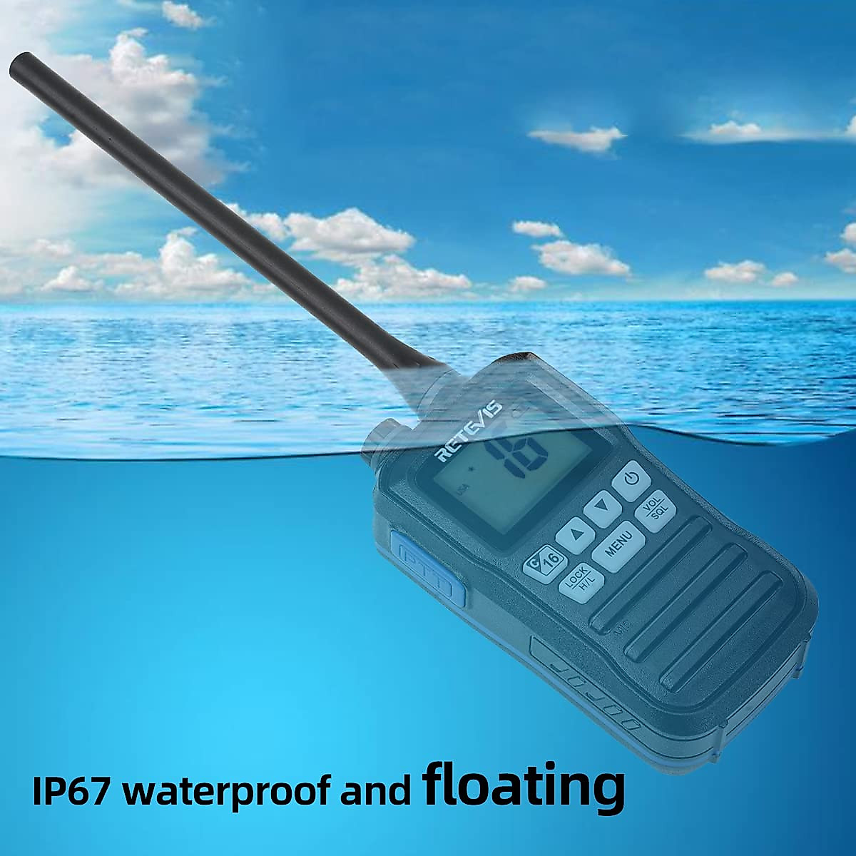 Retevis RM01 Handheld Marine Radio, Marine Two-Way Radios, Floating IP67 Waterproof, NOAA Weather Alert, Ship to Shore Radio for Boats (1 Pack)