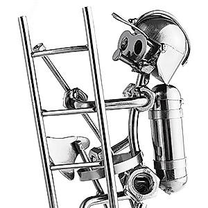 BRUBAKER Wine Bottle Holder 'Fire Fighter' - Table Top Metal Sculpture - with Greeting Card