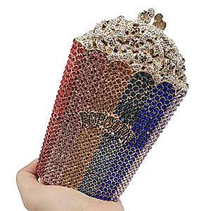 DJBM Luxury Women Popcorn Rhinestone Clutch Evening Bag Crystal Clutch Purses Diamond Clutch for Women Evening Party, Multicoloured