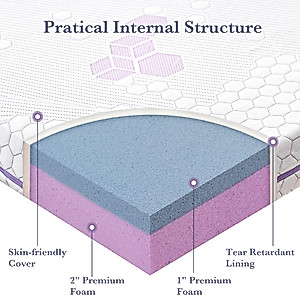 SINWEEK 3 inch Dual Layer Memory Foam Mattress Topper Queen Size, Extra Soft 40D and 28D Soft Mattress Pad for Back Pain Relief, Cooling Gel Foam Bed Topper with Textured Cover, CertiPUR-US Certified