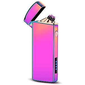 LcFun Electric Lighter Plasma Dual Arc Lighter, Windproof USB Rechargeable Lighter, Flameless Cool Lighters with LED Battery Indication for Candles, Incense Stick, Outdoor Camping (Magic)