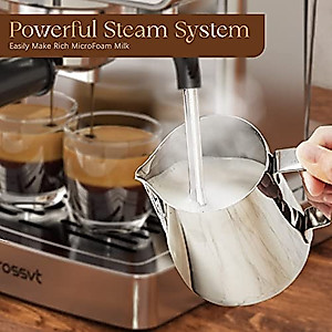 Frossvt Espresso Machine, 20 Bar Espresso Maker with Milk Frother Steam Wand for Latte and Cappuccino, Stainless Steel Coffee machines with 1.8L/60oz Water Tank for home, Sliver Coffee maker