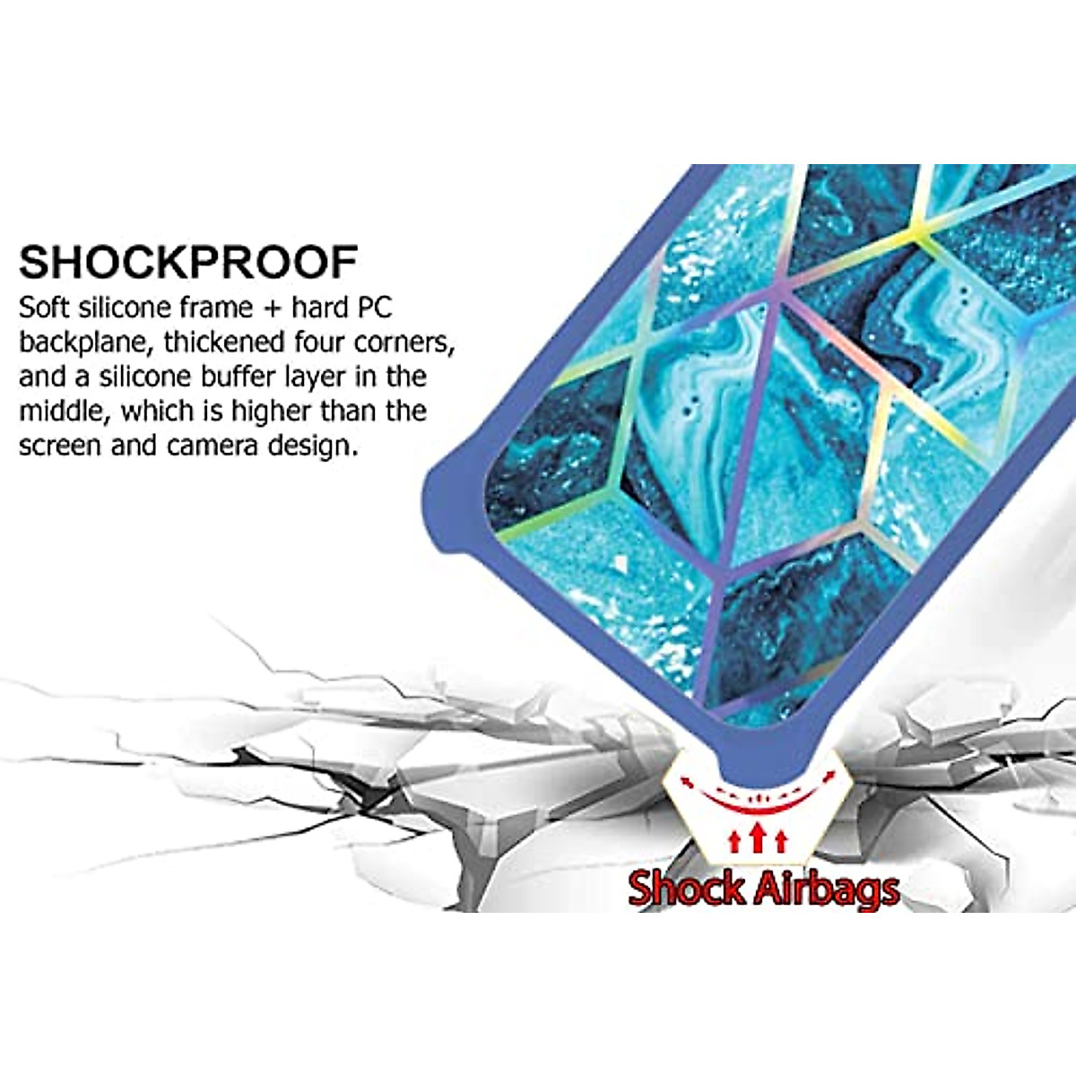 Case for Infinix Smart 7 Plus Case Compatible with Infinix Smart 7 Plus Phone Case Cover [with Tempered Glass Screen Protector][PC + TPU 2 in 1][Ring Support] [Colorful Reflect Light] IMDL-LS