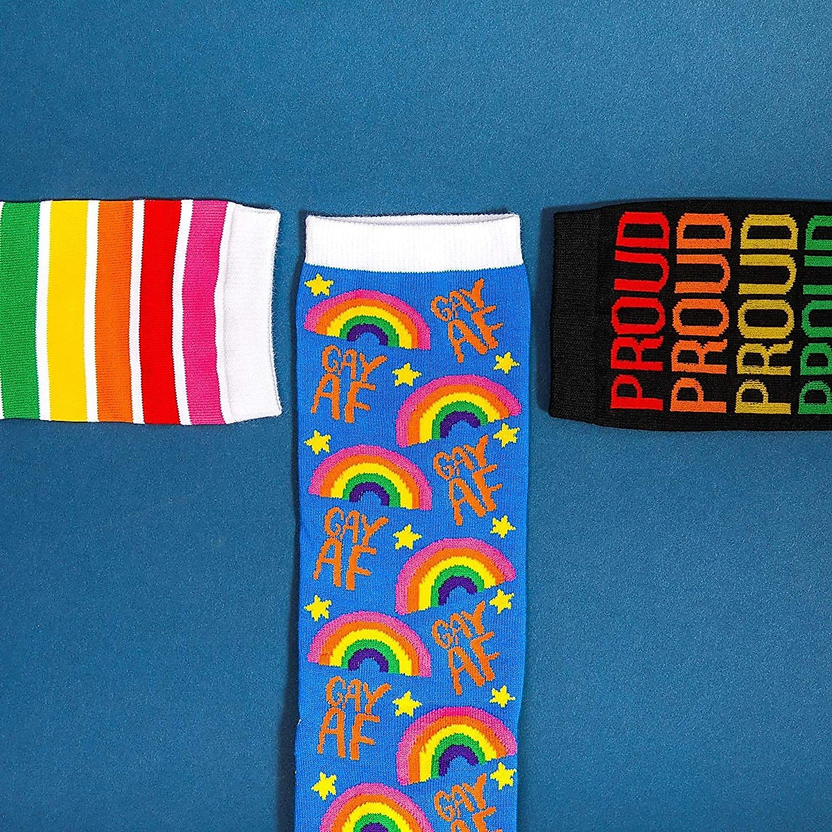 Gay Pride Mid-Calf Socks, Unisex Rainbow Socks (Adult Size, 3 Pairs)
