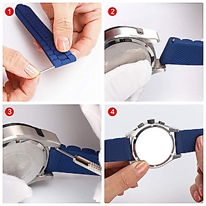 23mm Sapphire Blue Silicone Rubber Diver Watch Band Waterproof Sport Stainless Steel Buckle for Fossil Watch