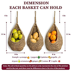 VK Living Jute Onion Basket Hanging for Pantry, Potato Garlic Onion Pantry Storage Baskets, Boho Wall Baskets for Kitchen, Garlic Keeper, Bohemian Handwoven Wall Mount Fruit or Veggie Basket Set of 2, Medium