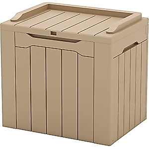 Patiowell 30 Gallon Resin Deck Box, Outdoor Storage Box for Patio Furniture, Deliveries, Pool Supplies,Waterproof and Lockable, Light Borwn