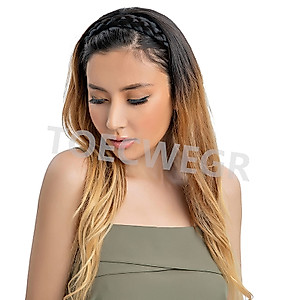 TOECWEGR 5 Strands Synthetic Hair Braided Headband Hairpiece Classic Chunky Wide Plaited Braids ElasticMulti Color Headband Ladies Beauty Hair Accessories …