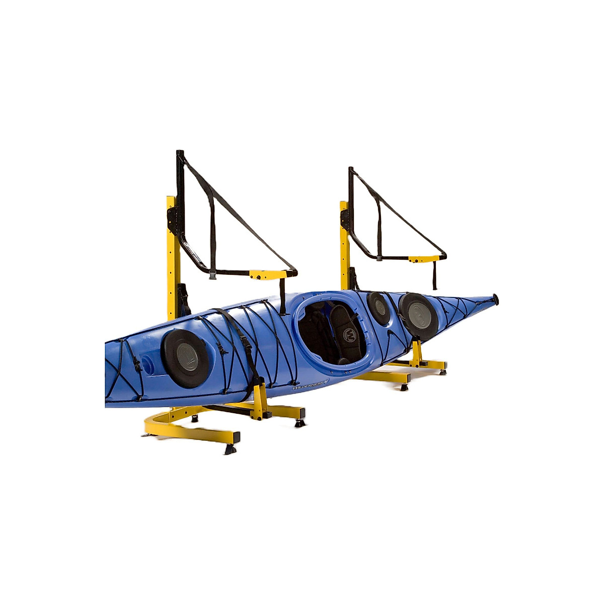 Suspenz Kayak Storage Rack, 2-Boat Free Standing Kayak, Canoe, SUP Deluxe Storage Rack, Indoor & Outdoor, Yellow, 48" x 24" (11-0203)
