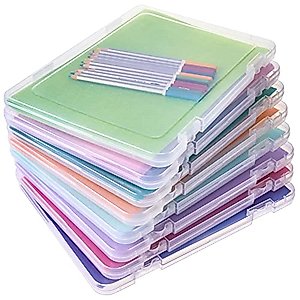8 Packs A4 Clear Portable Project Case Thick Scrapbook Paper Storage Box with Handle Plastic File Box Document Case Photo Storage Containers Plastic Protectors for Magazines Stamps Photos Art Craft