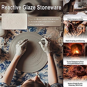 Pokini Ceramic Dinnerware Sets, Beige Relief Plates and Bowls Sets, 12 Pieces Stoneware Dinnerware Set Service for 4, Vintage Look Kitchen Dish Set, Handmade Highly Chip and Crack Resistant Dishes