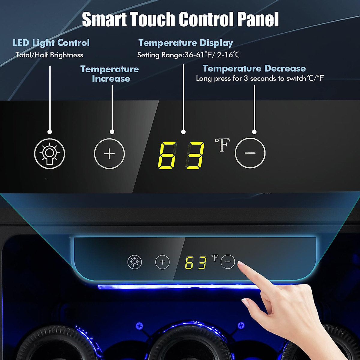 KOTEK 30 Bottles Wine fridge, Frost Free 15 Inch Beverage Refrigerator w/Glass Door & Lock, Removable Shelves, 36-61°F Digital Temperature Control, Freestanding or Under Counter, Wine Cooler for Home